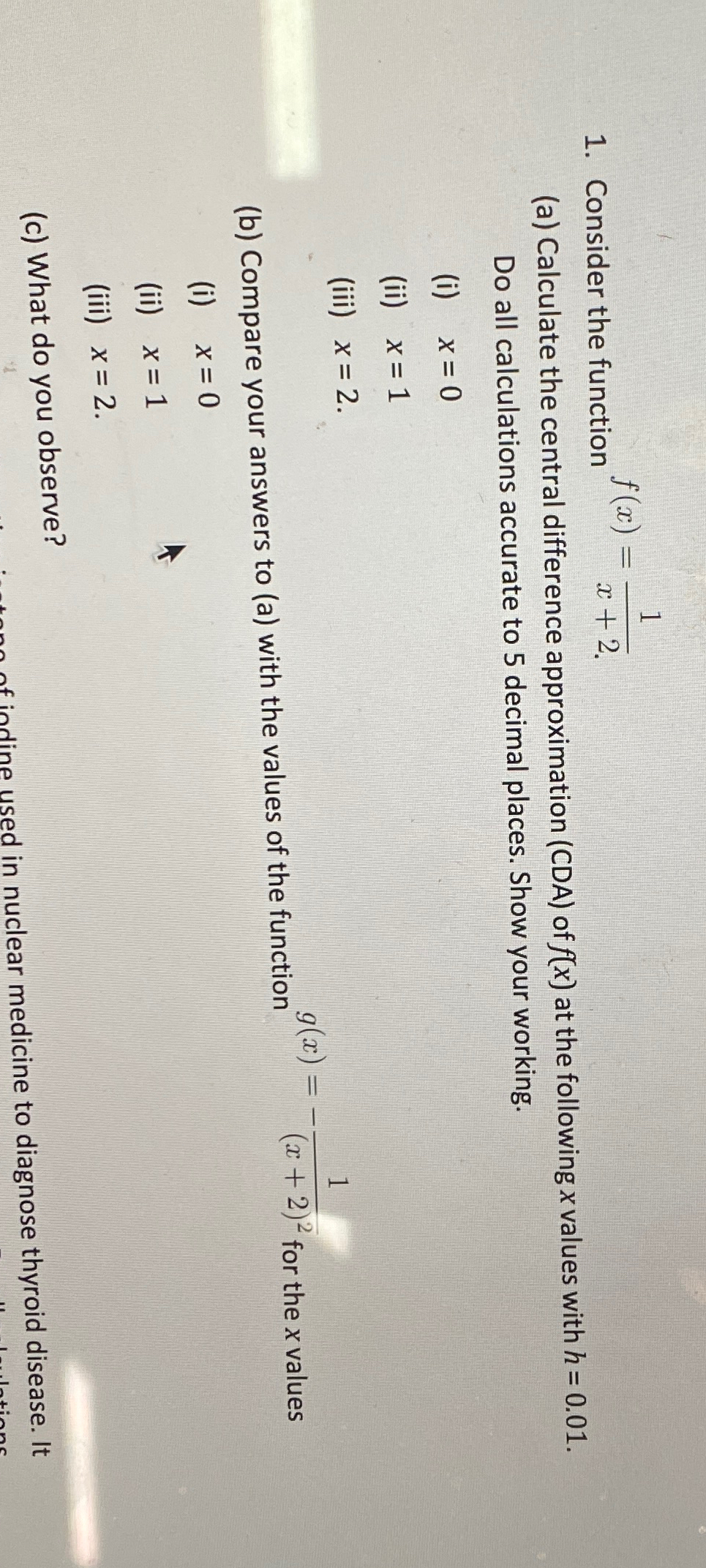 Solved Consider the function f(x)=1x+2.(a) ﻿Calculate the | Chegg.com