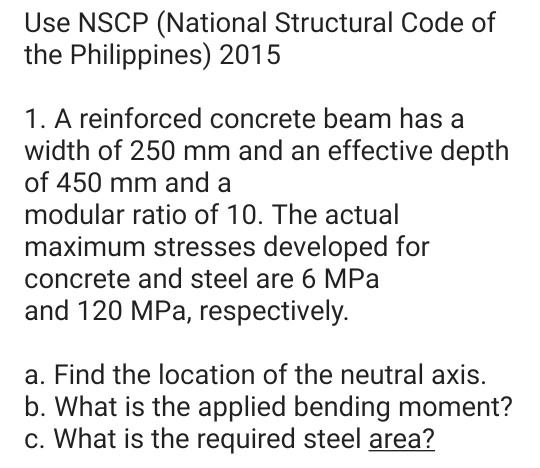 Solved Use NSCP (National Structural Code of the | Chegg.com
