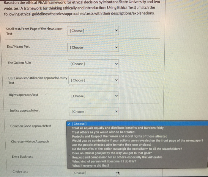 Solved Based on the ethical PEAS framework for ethical | Chegg.com