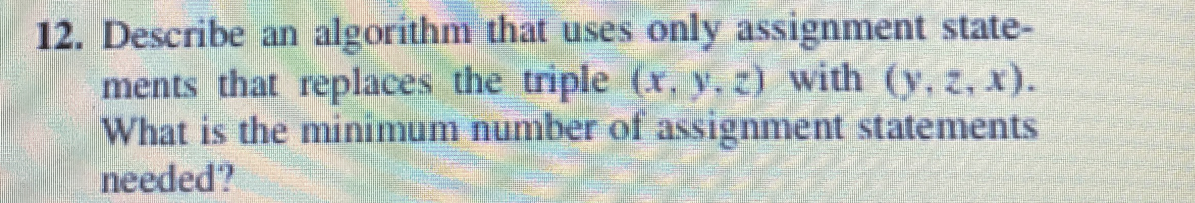 Solved Describe an algorithm that uses only assignment | Chegg.com