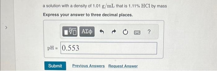 Solved a solution with a density of 1.01 g/mL that is | Chegg.com