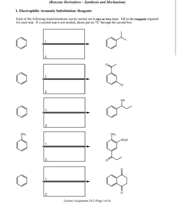 Solved (Benzene Derivatives - Synthesis and Mechanism) 1. | Chegg.com