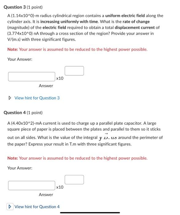 Solved Question 3 (1 point) A(1.14×10∧0)-m radius | Chegg.com