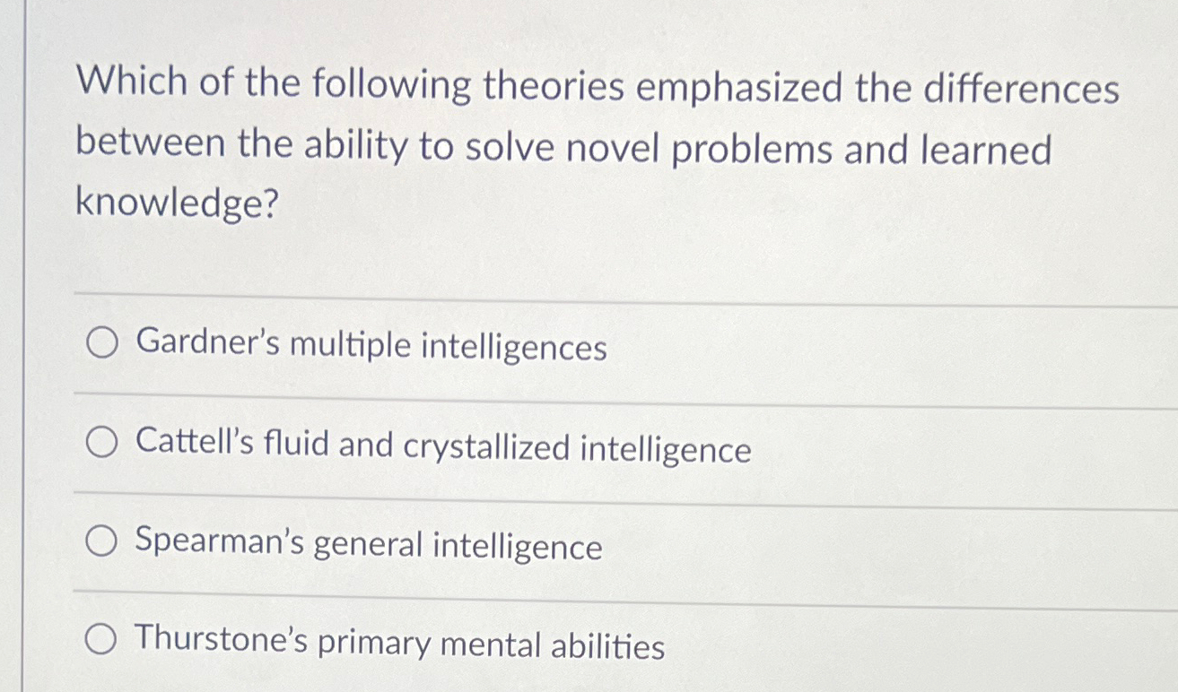 Solved Which of the following theories emphasized the | Chegg.com