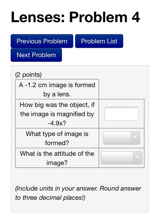 Solved Lenses: Problem 4 Previous Problem Problem List Next | Chegg.com