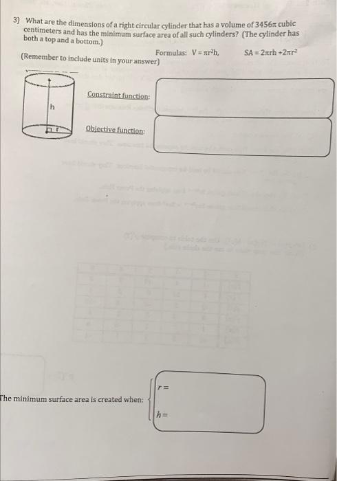 Solved 3) What are the dimensions of a right circular | Chegg.com