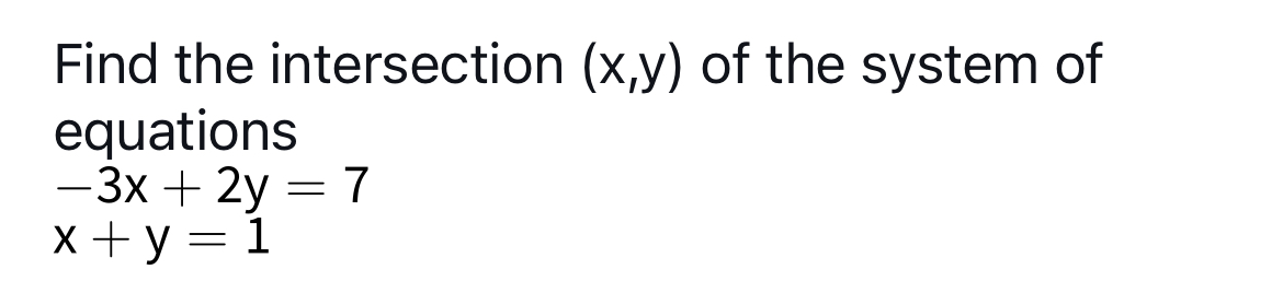 Solved Find the intersection (x,y) ﻿of the system of | Chegg.com