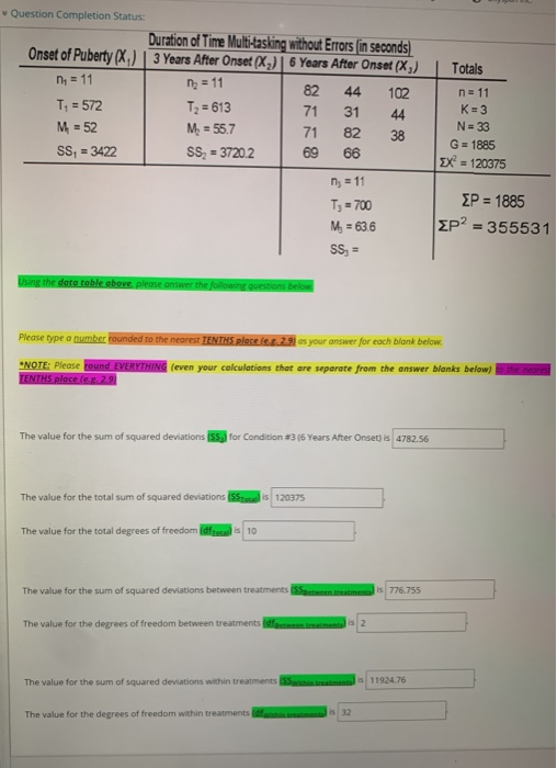 Question Completion Status: Duration of Time | Chegg.com