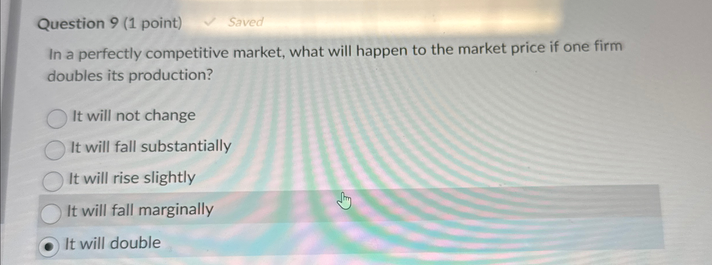 Solved Question 9 (1 ﻿point)SavedIn a perfectly competitive | Chegg.com