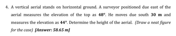 Solved 4. A vertical aerial stands on horizontal ground. A | Chegg.com