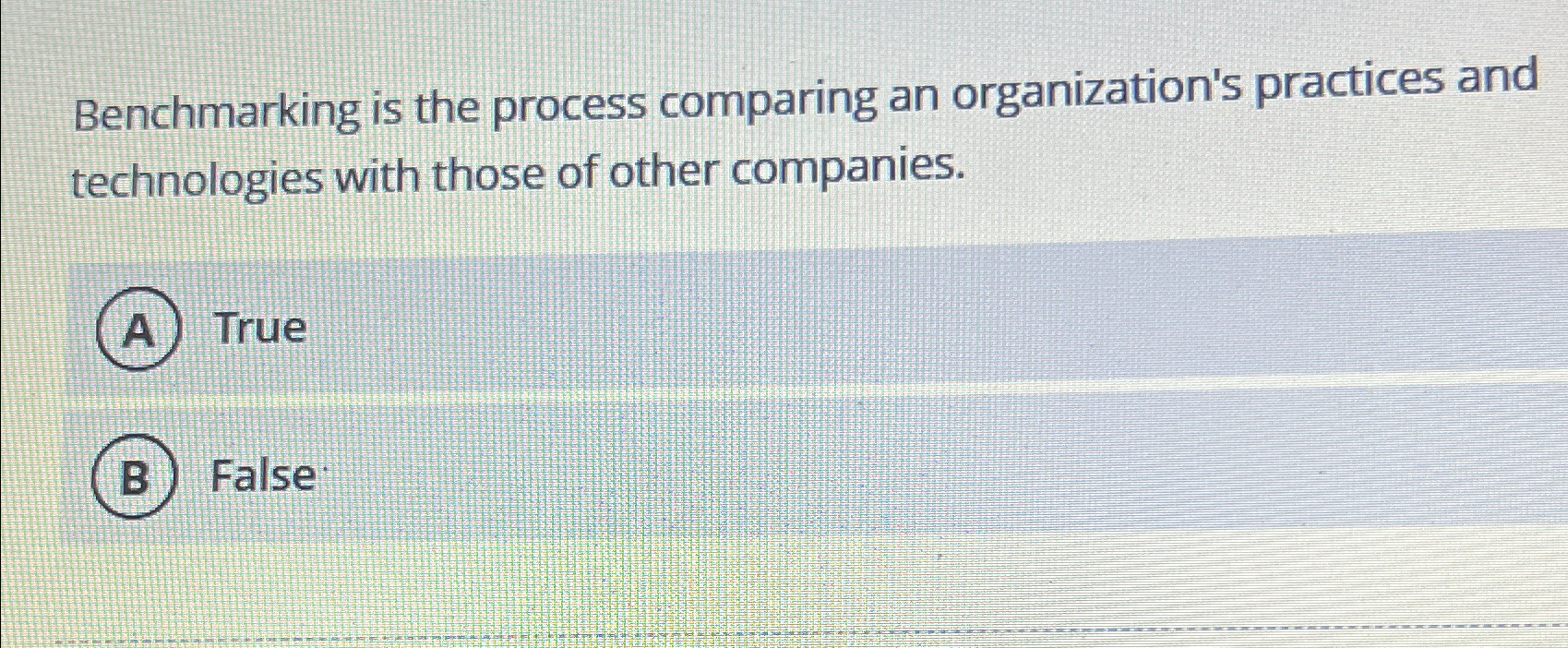 Solved Benchmarking is the process comparing an | Chegg.com