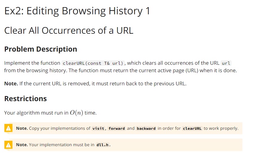 Solved Ex2: Editing Browsing History 1Clear All Occurrences | Chegg.com