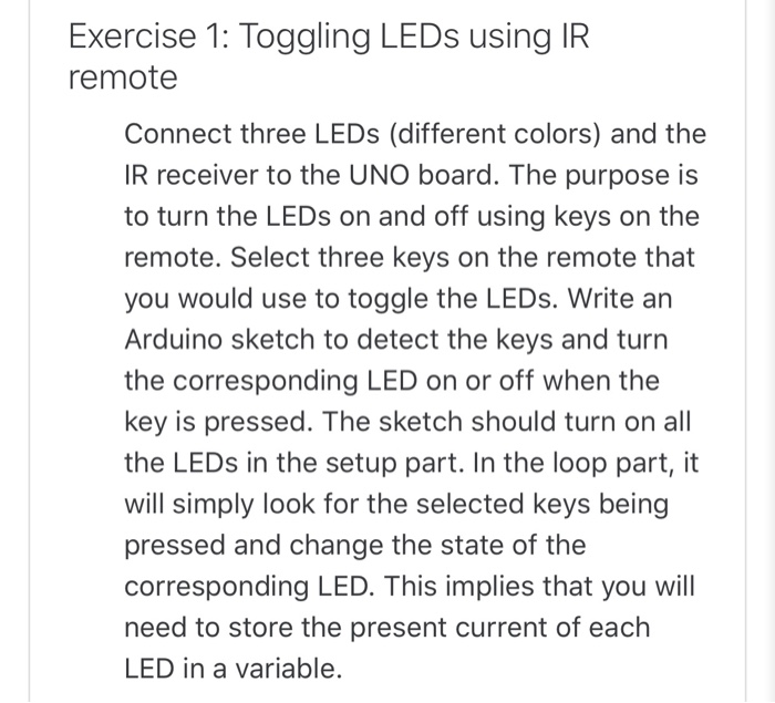 Exercise 1 Toggling Leds Using Ir Remote Connect