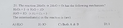 Solved The reaction 2H2O2→2H2O+O2 ﻿has the following | Chegg.com