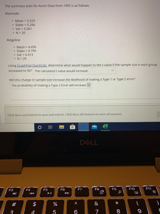 Solved The summary stats for Acorn Data from 1995 is as | Chegg.com