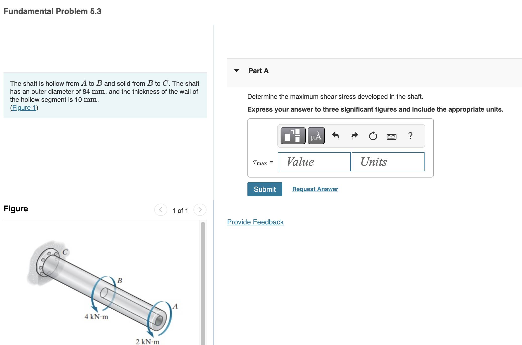 Solved Fundamental Problem 5.3 ﻿The shaft is hollow from \( | Chegg.com