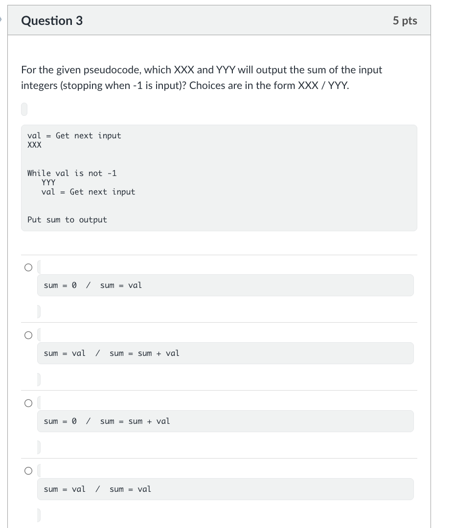 Solved For the given pseudocode, which \( ﻿X X X \) ﻿and \( | Chegg.com