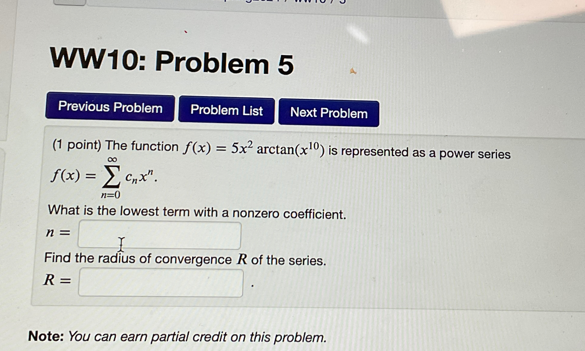 Solved WW10: Problem 5(1 ﻿point) ﻿The function | Chegg.com