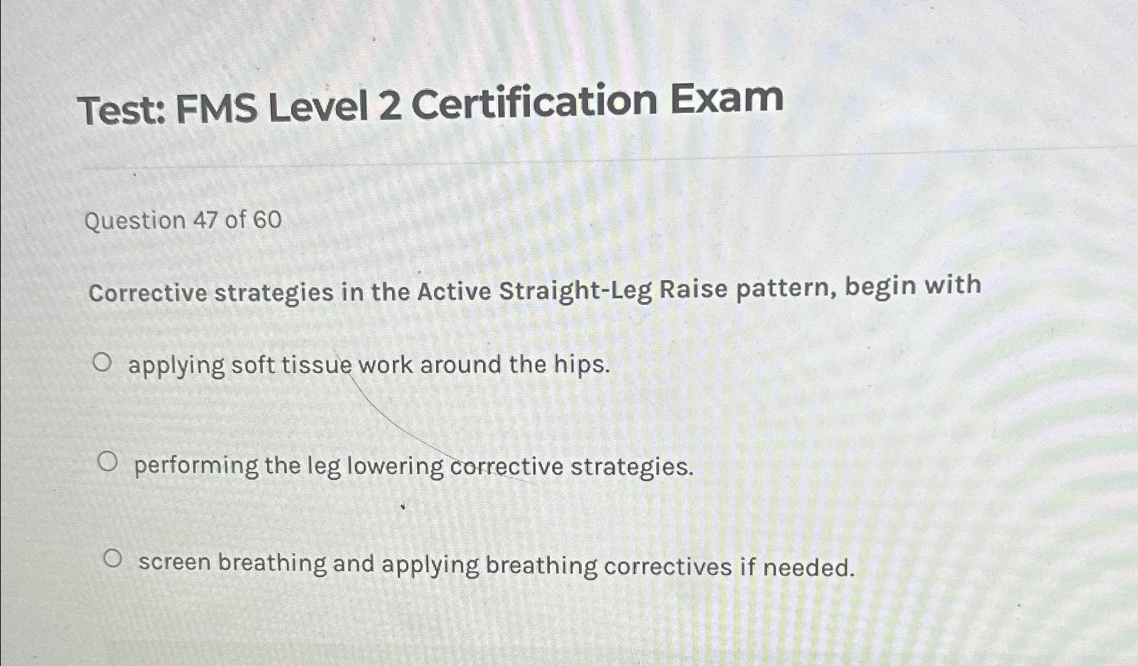 Solved Test: FMS Level 2 ﻿Certification ExamQuestion 47 ﻿of | Chegg.com
