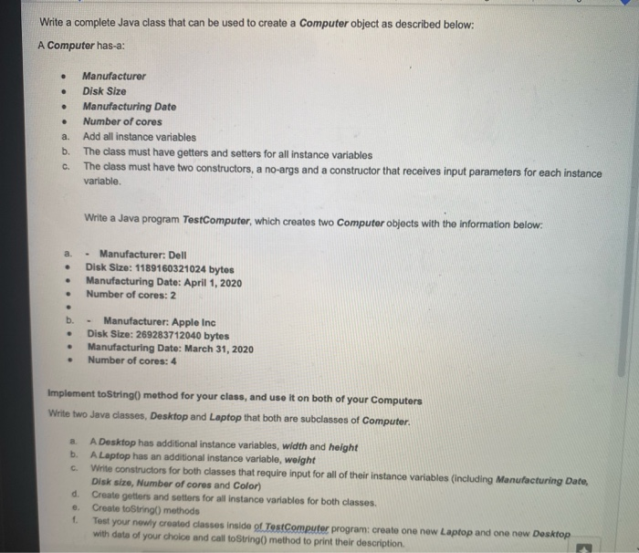 Solved Write a complete Java class that can be used to | Chegg.com