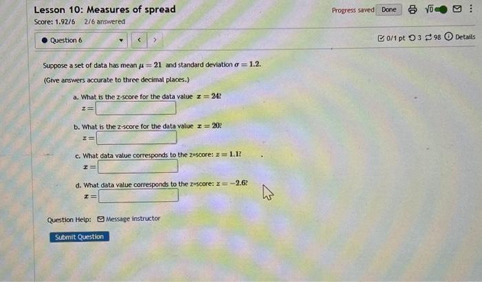 Solved Suppose a set of data has mean μ=21 and standard | Chegg.com