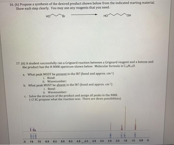 Solved 16. (6) Propose a synthesis of the desired product | Chegg.com