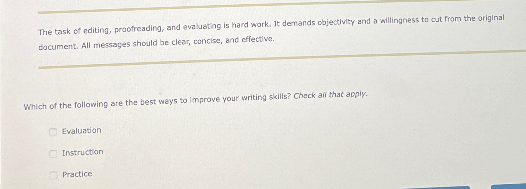 Solved The task of editing, proofreading, and evaluating is | Chegg.com