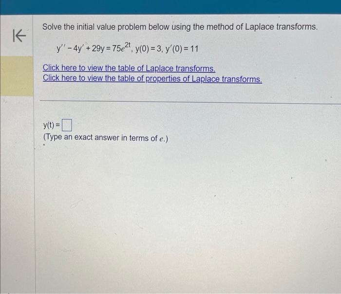 Solved Solve the initial value problem below using the | Chegg.com