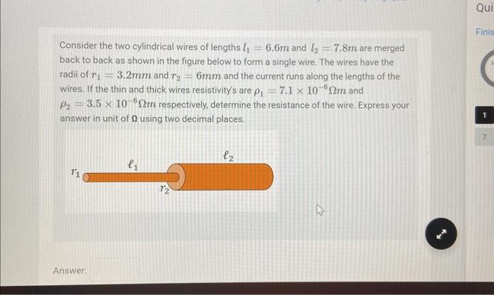 Solved Consider the two cylindrical wires of lengths l1=6.6m | Chegg.com