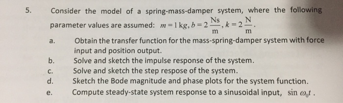 Solved Consider the model of a spring-mass-damper system, | Chegg.com