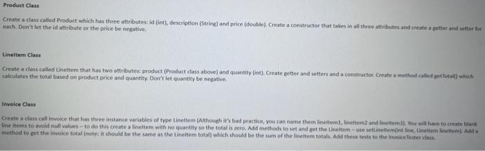 Solved Create a class called Product which has three | Chegg.com
