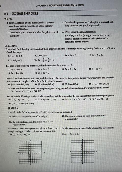 Solved CHAPTER 2 EQUATIONS AND INEQUALMES 21 SECTION | Chegg.com