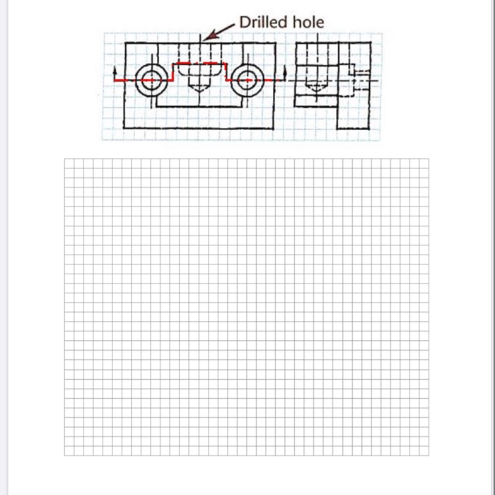 Solved Redraw two given view and draw the section in proper | Chegg.com