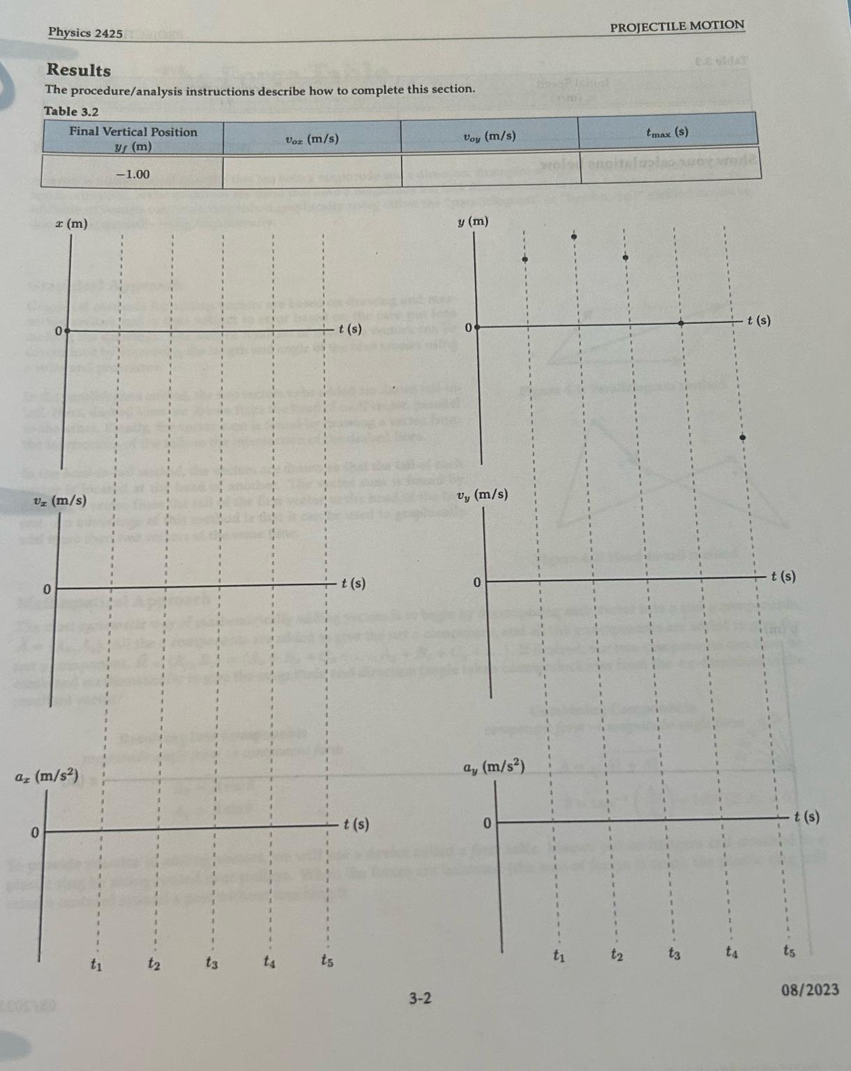Physics 2425PROJECTILE MOTIONResultsThe | Chegg.com