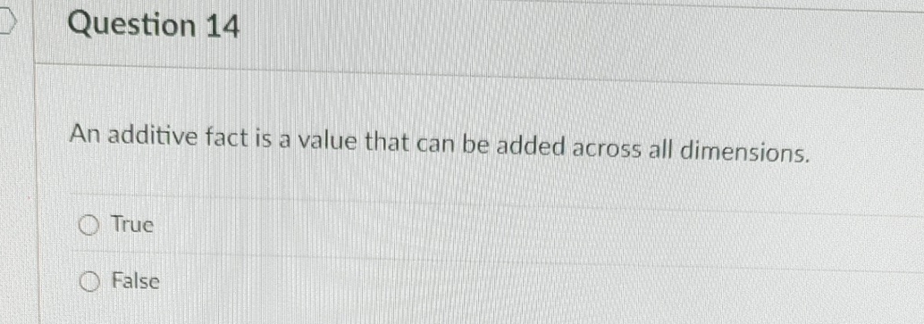 Solved Question 14An additive fact is a value that can be | Chegg.com
