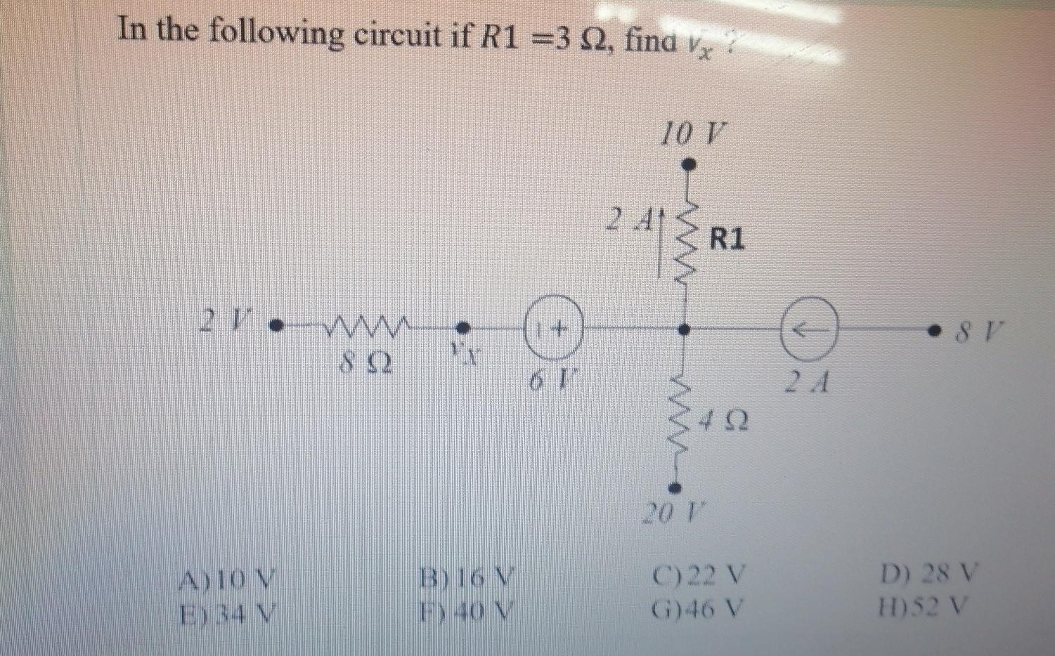 Solved In the following circuit if R1 =3 12, find Vx? זמן 2 | Chegg.com