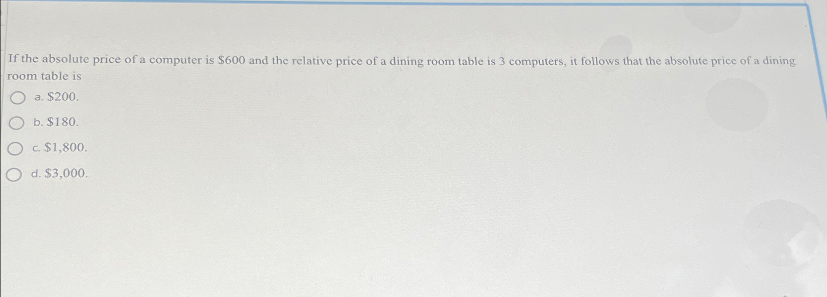 Solved If the absolute price of a computer is $600 ﻿and the | Chegg.com