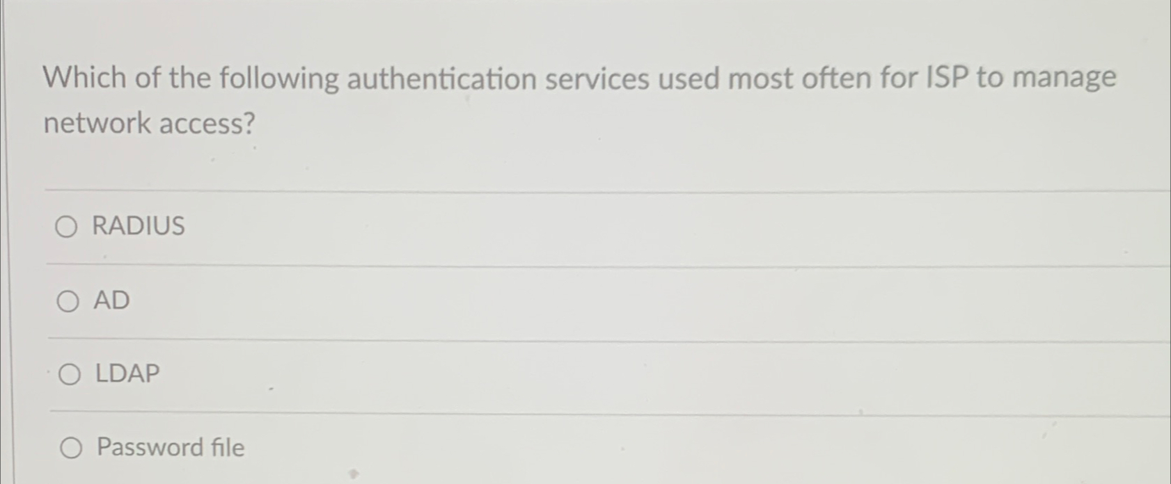 Solved Which of the following authentication services used | Chegg.com