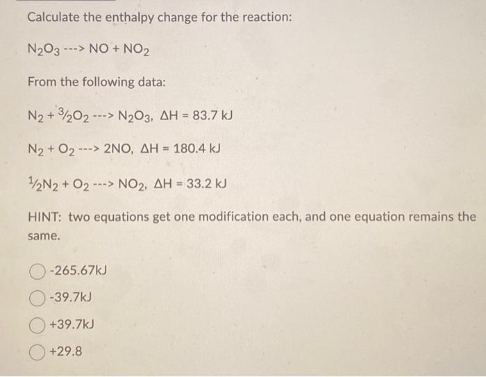 Solved Using Hess' Law, determine the ΔH of the following | Chegg.com