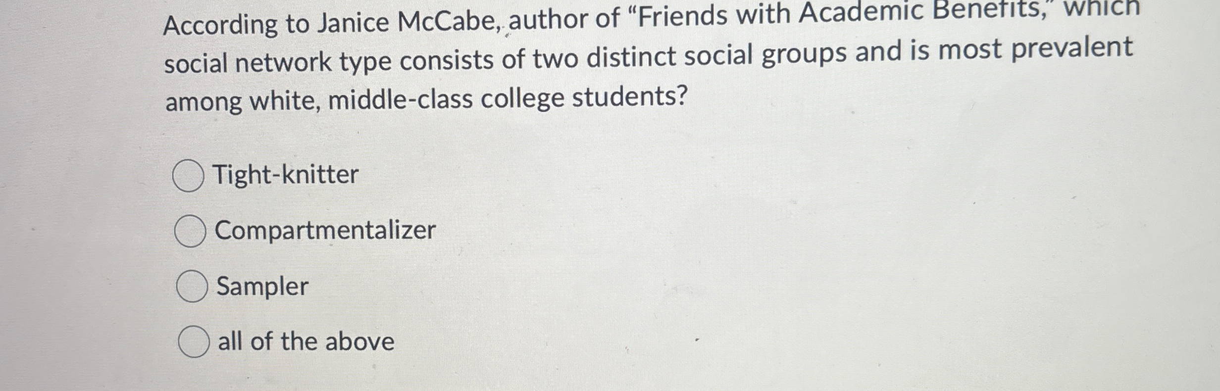 Solved According to Janice McCabe, author of "Friends with | Chegg.com