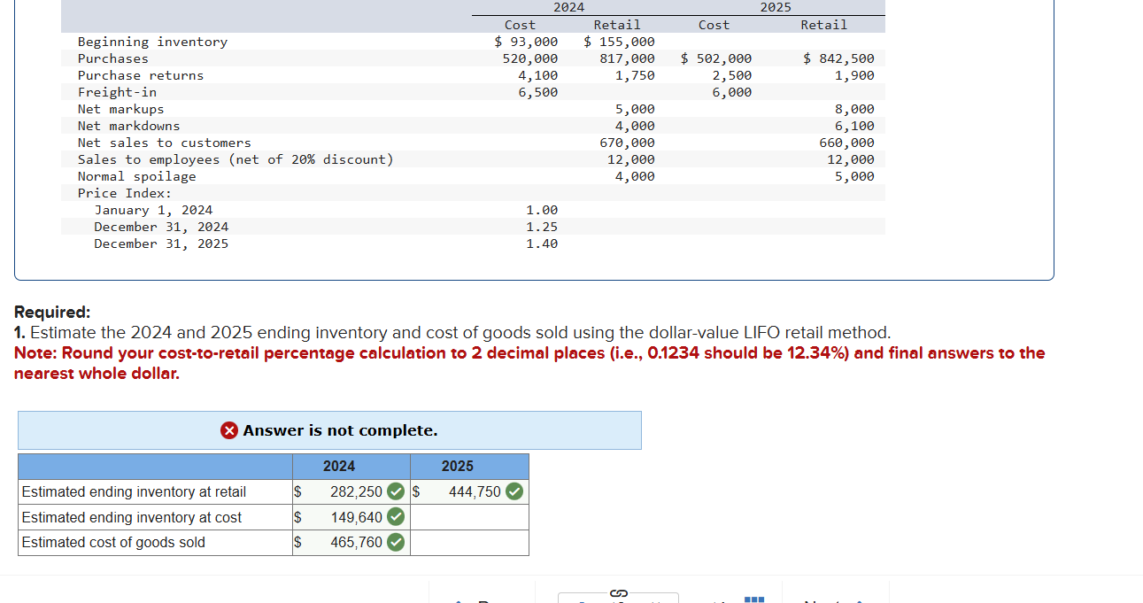 Solved Required:1. ﻿Estimate the 2024 ﻿and 2025 ﻿ending | Chegg.com