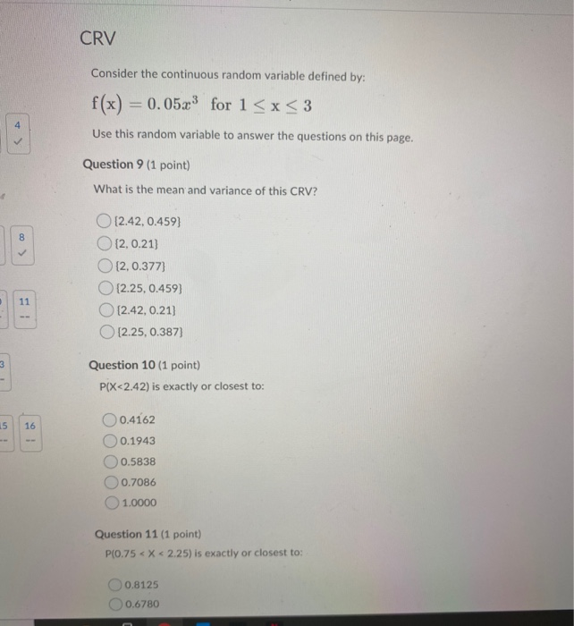 Solved CRV Consider the continuous random variable defined | Chegg.com