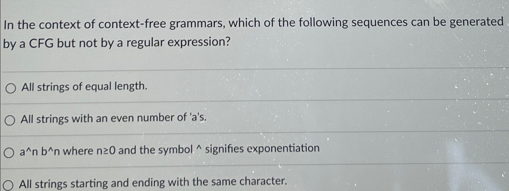 Solved In the context of context-free grammars, which of the | Chegg.com
