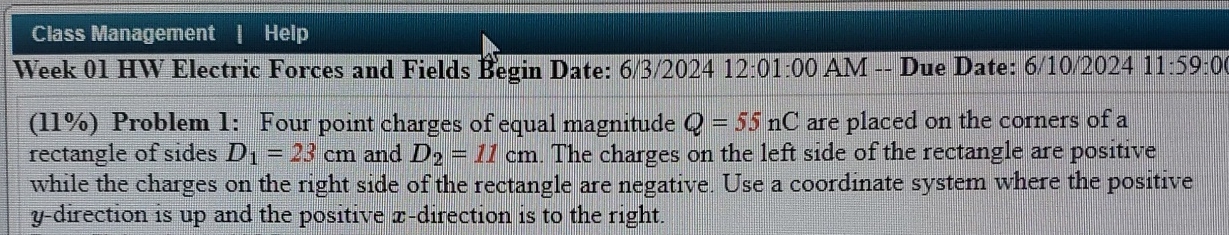 Class Management I HelpWeek 01 ﻿HW Electric Forces | Chegg.com