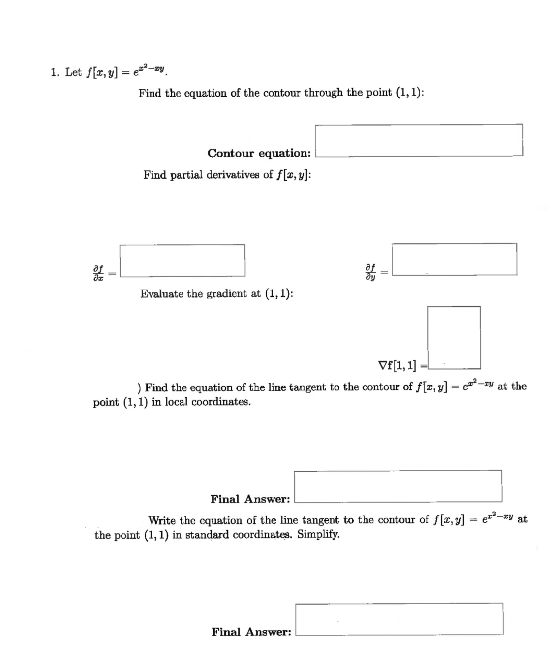 Let f[x,y]=ex2-xy.Find the equation of the contour | Chegg.com