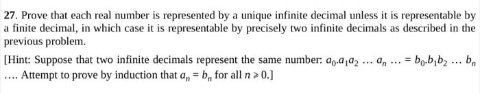Solved 27. Prove that each real number is represented by a | Chegg.com