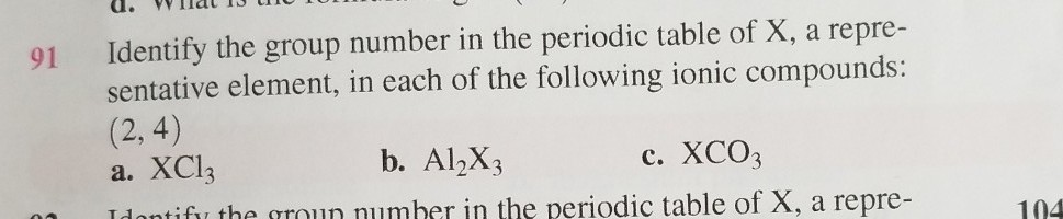 Solved identify the group number in the periodic table of X, | Chegg.com
