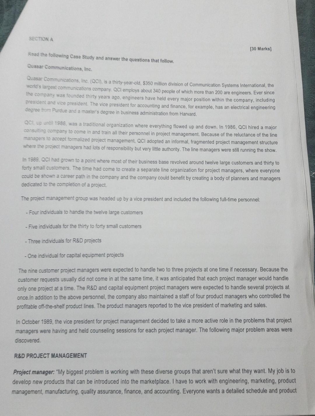 SECHON A [30 Marks] Read the following Case Study and | Chegg.com