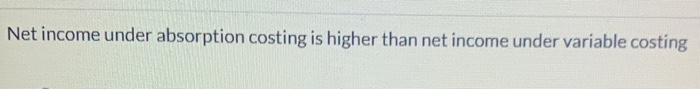 Solved Net income under absorption costing is higher than | Chegg.com