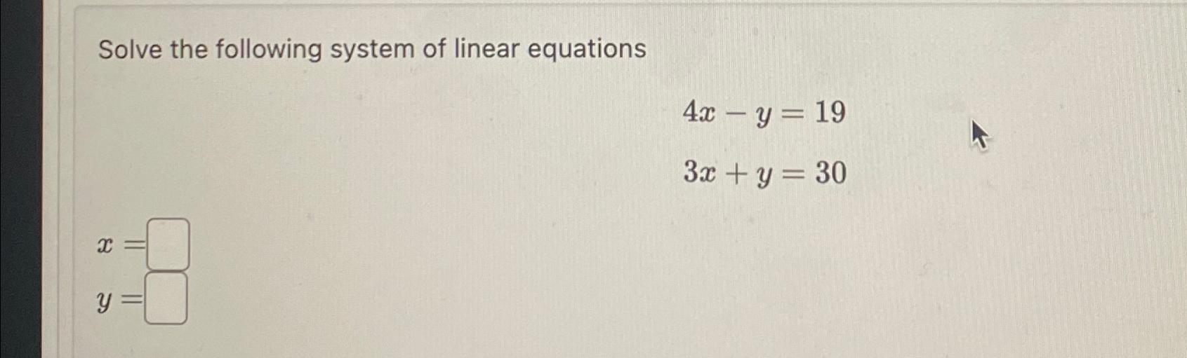 Solve the following system of linear | Chegg.com